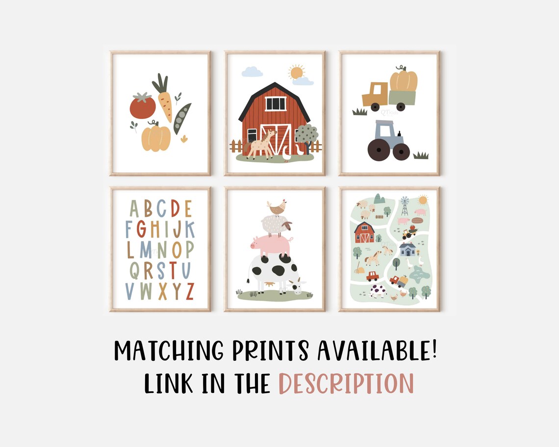 Farm Nursery Print, Farm Animal Printable Wall Art, Kids Room Farm ...