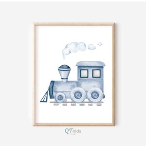 Transport Nursery Prints, Navy Blue Boy Nursery Playroom Decor, Train ...