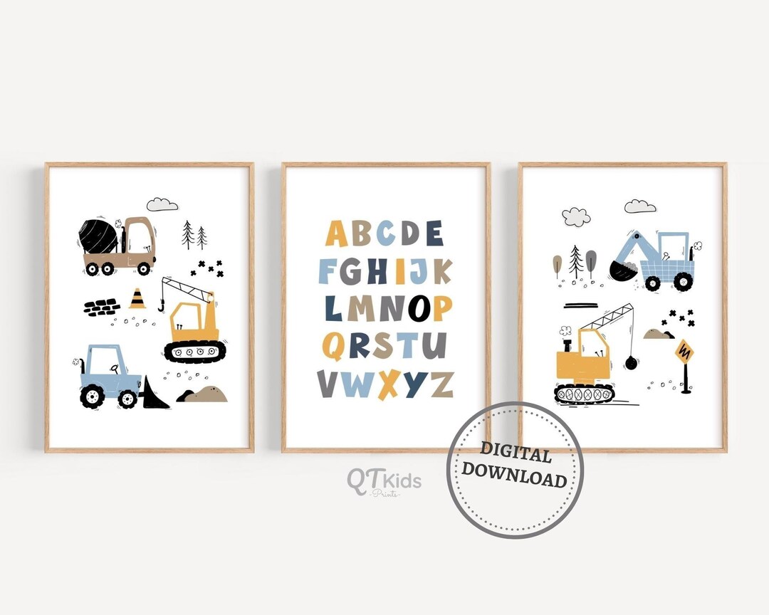 Construction ABC Posters, Boy Nursery Alphabet Prints, Construction ...