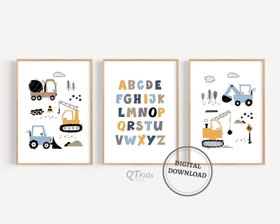 Construction ABC Posters Boy Nursery Alphabet Prints | Etsy