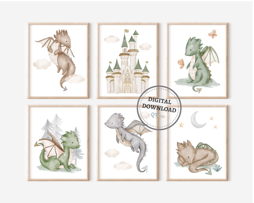 Dragons Nursery Prints, Boy Room Printable Wall Art, Playroom Wall ...