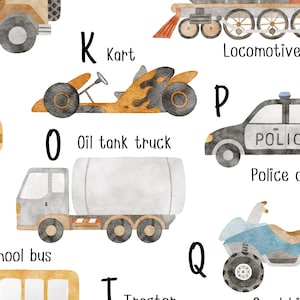 Transport Alphabet Print, Vehicles ABC Print, Boy Playroom Wall Art ...