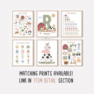 Farm Alphabet Numbers Prints, ABC Poster, Numbers 1-10, Pre-school ...