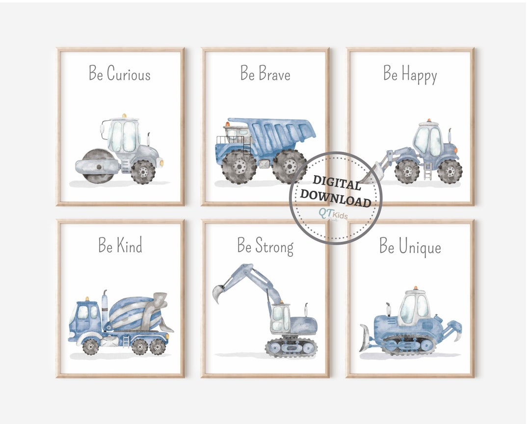 Construction Trucks Prints, Construction Nursery Decor, Boy Room Wall ...
