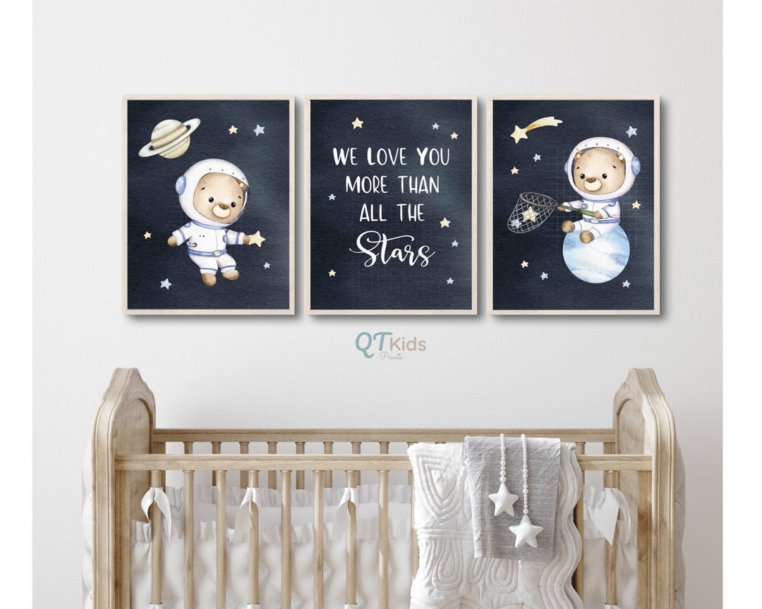 Space Nursery Prints, Boy Room Printable Wall Art, Love You More Than ...
