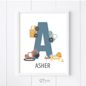 Construction Nursery Print, Personalized Construction Trucks Print ...