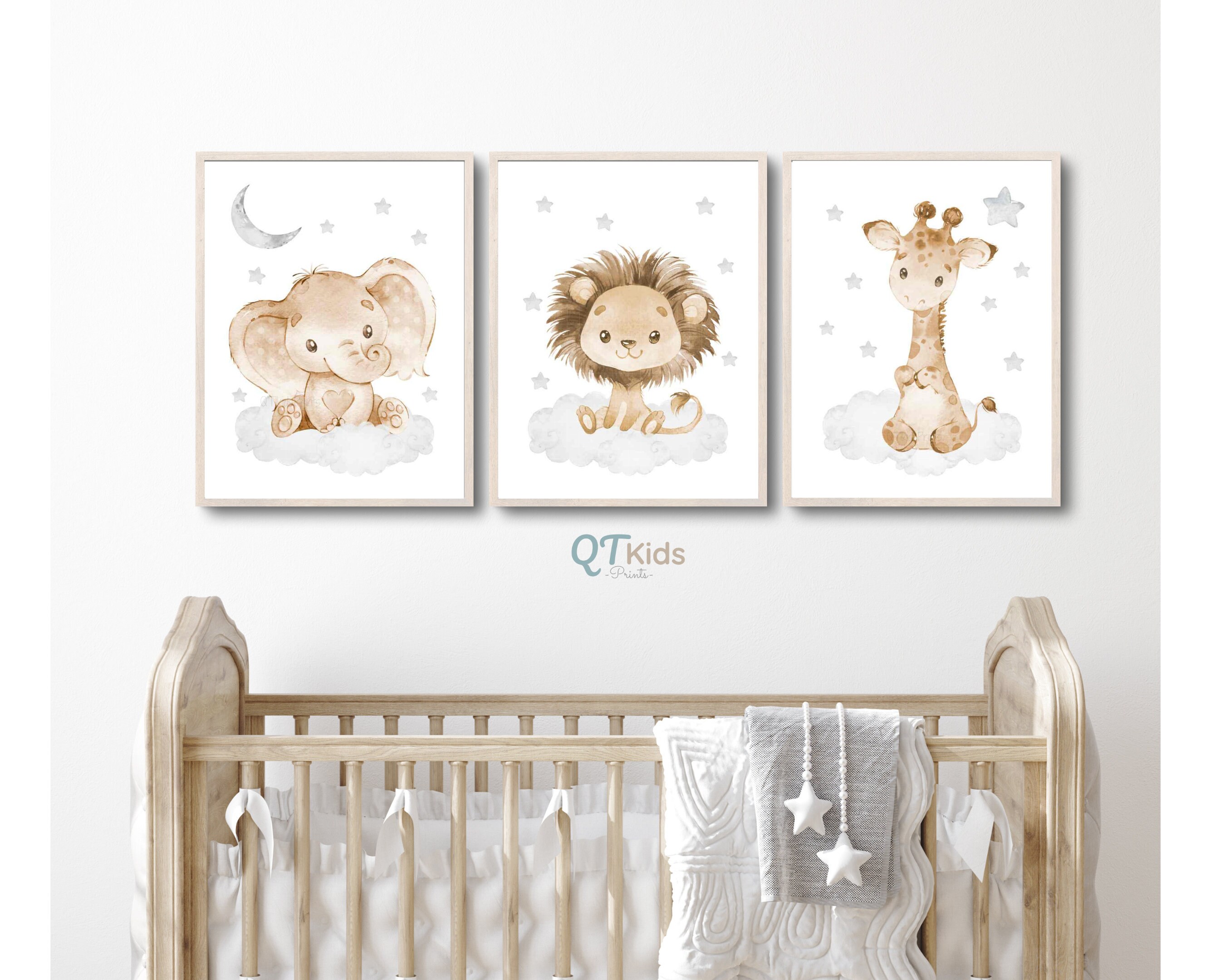 Gender Neutral Animal Nursery Prints, Elephant Lion Giraffe Safari ...