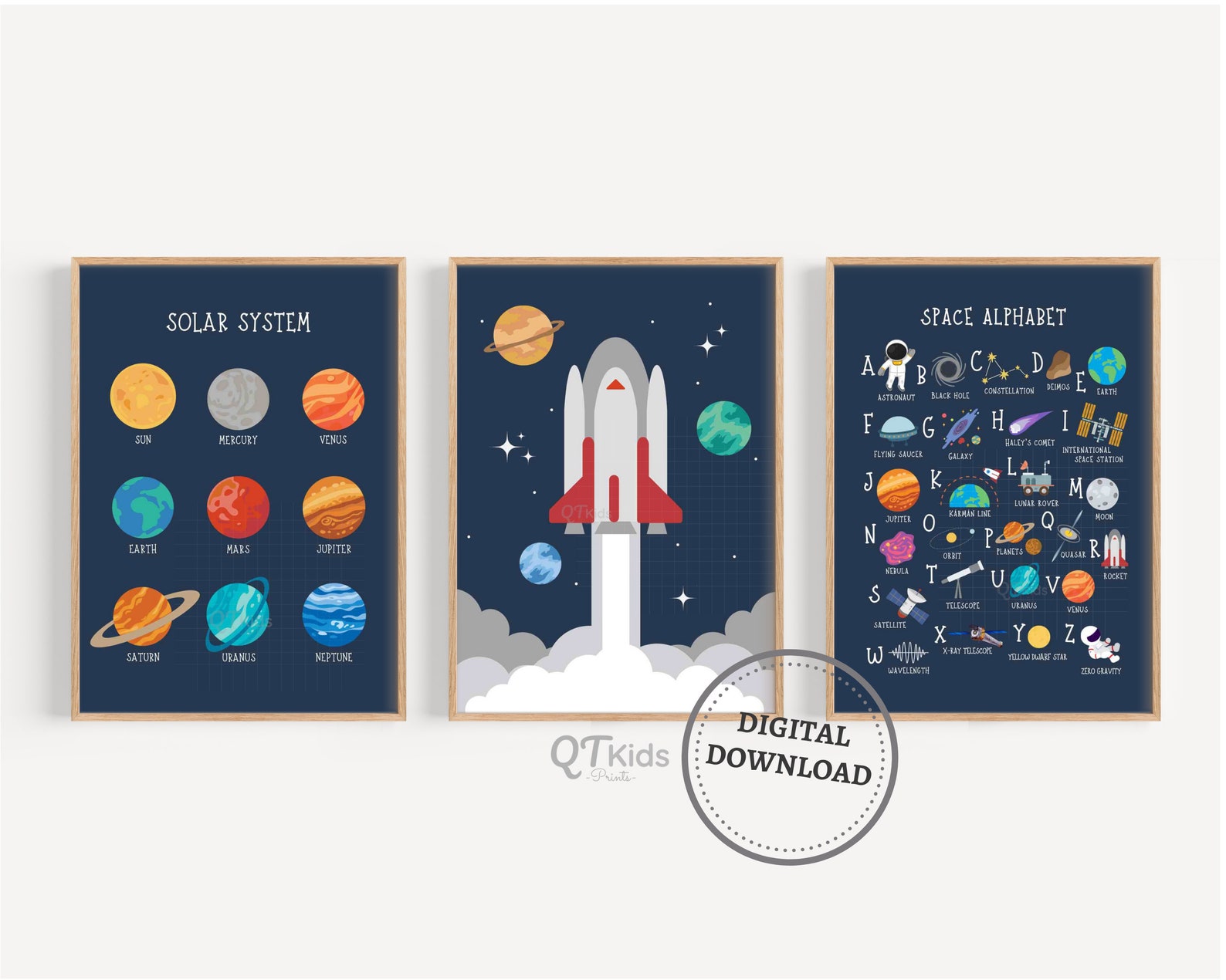 Space ABC Print, Solar System Rocket Planet Printable Wall Art, Space ...