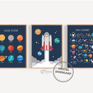 Space ABC Print, Solar System Rocket Planet Printable Wall Art, Space ...