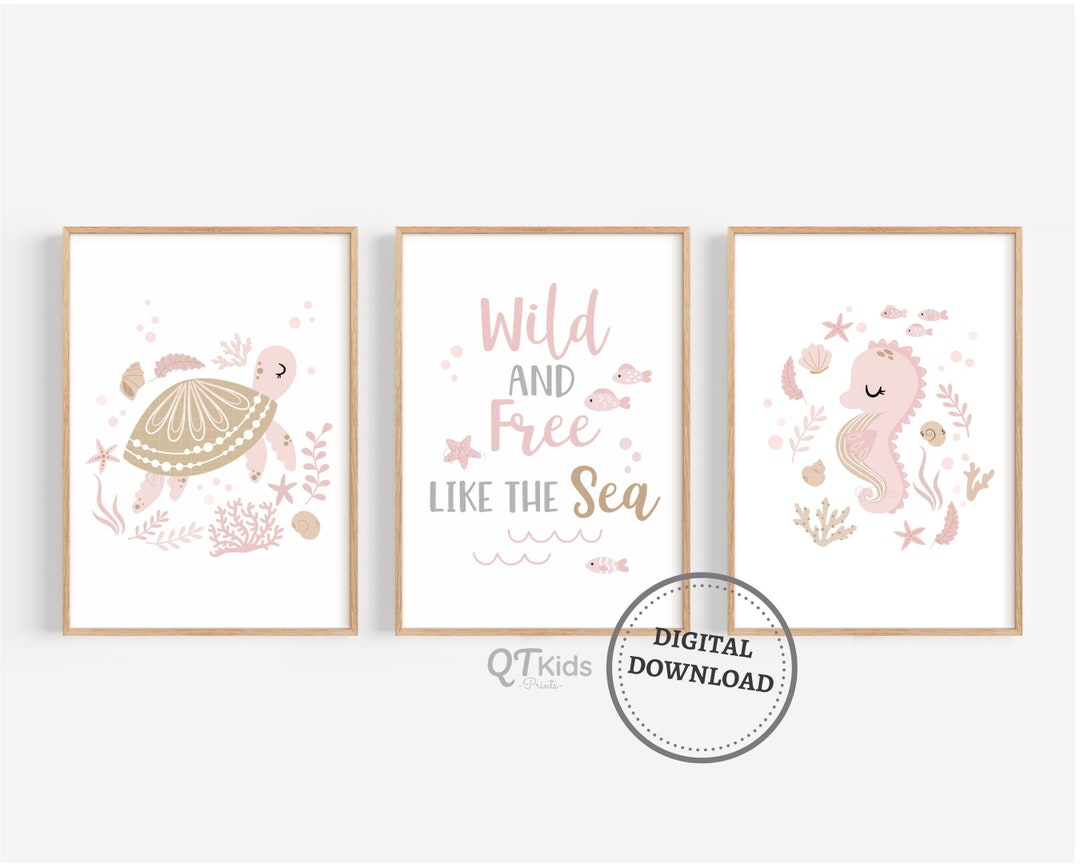 Sea Animals Nursery Prints, Ocean Nursery Printable Wall Art, Girl ...