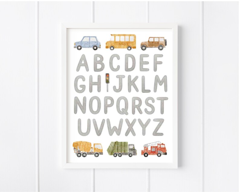 Transport ABC Print Trucks Cars Vehicles Printable Wall Art - Etsy