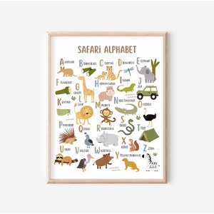 Safari Alphabet Numbers Prints, ABC Poster, Numbers 1-10, Pre-school ...