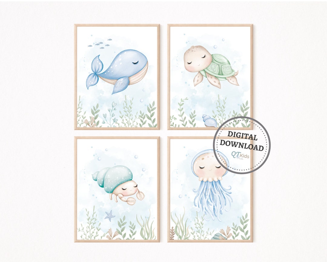 Sea Animal Wall Art, Under the Sea Nursery Prints, Neutral Nursery ...