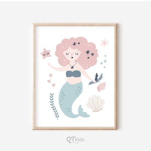Mermaid Nursery Prints, Girl Room Under the Sea Printable Wall Art ...