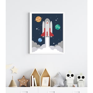 Space Nursery Print, Space Rocket Print, Kids Playroom Printable Wall ...