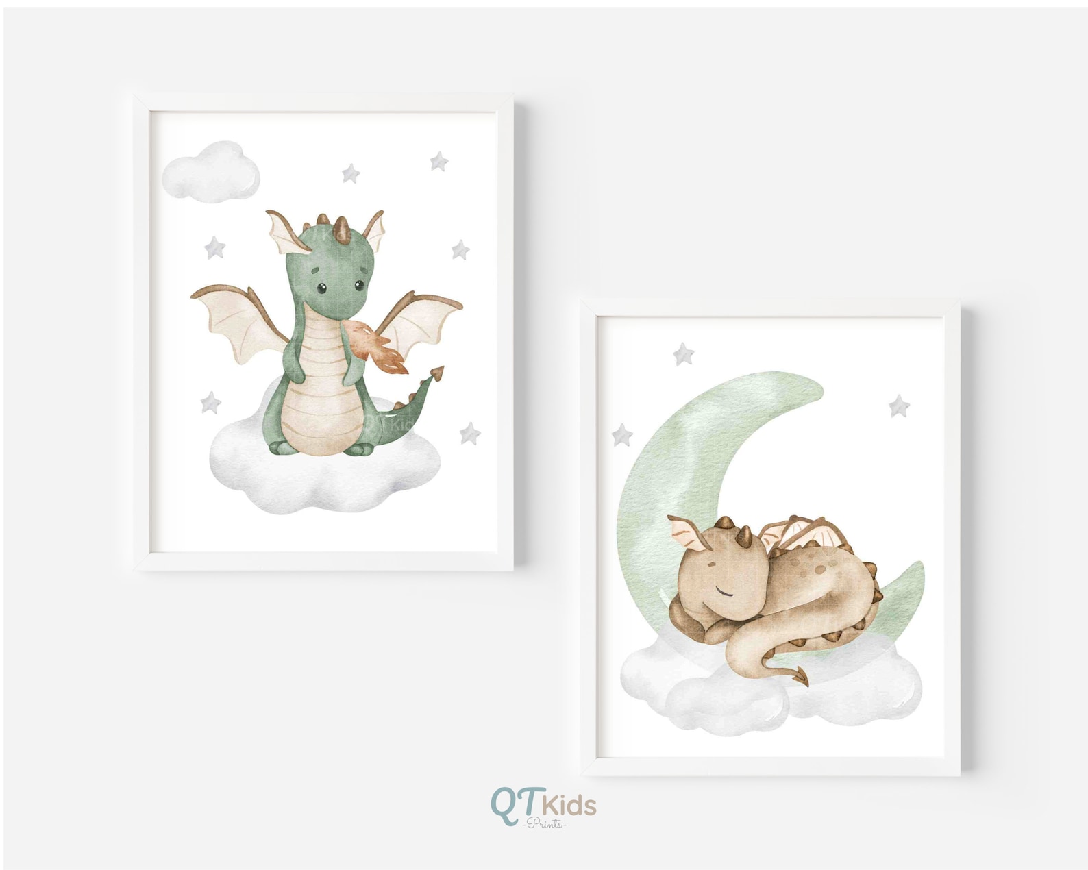Personalized Dragon Nursery Prints, Custom Boy Name Wall Art, Dragon ...