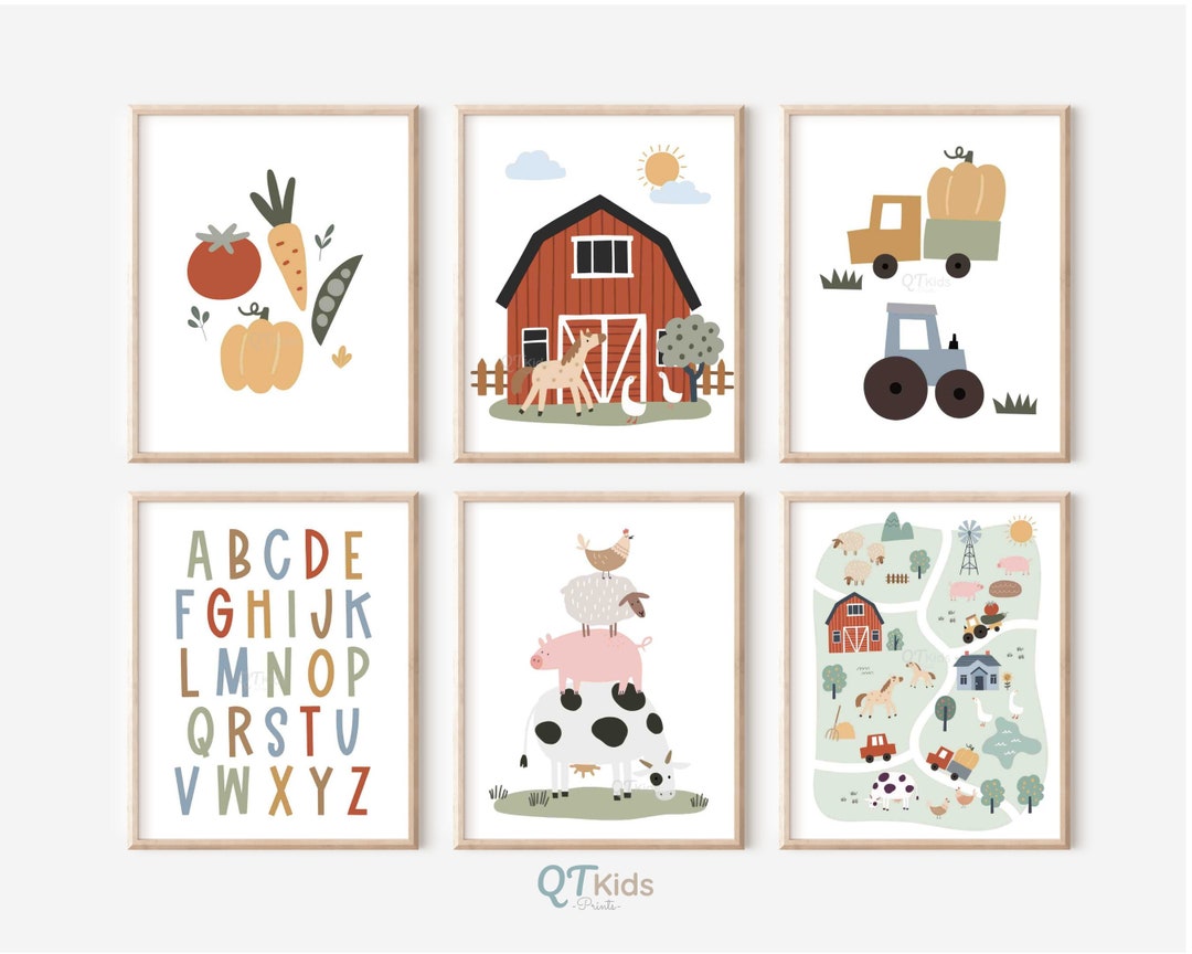 Farm Nursery Prints, Farm Animal Printable Wall Art, Kids Room Farm ...