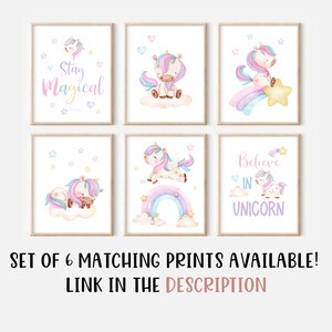 Unicorn Girl Room Prints, Set of 4 Unicorn Printable Wall Art, Playroom ...