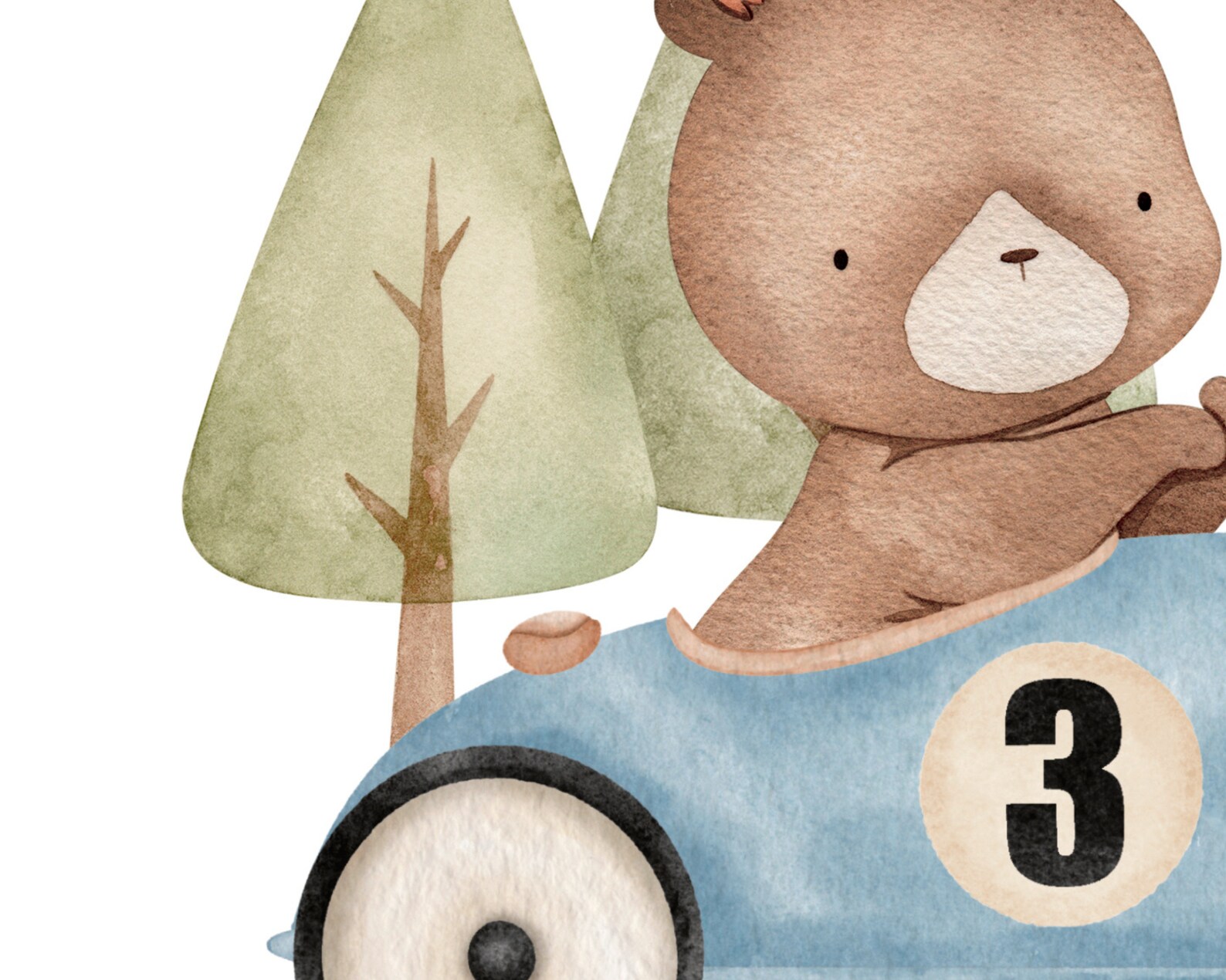 Blue Race Car Nursery Prints, Woodland Animals in Cars, Boy Playroom ...