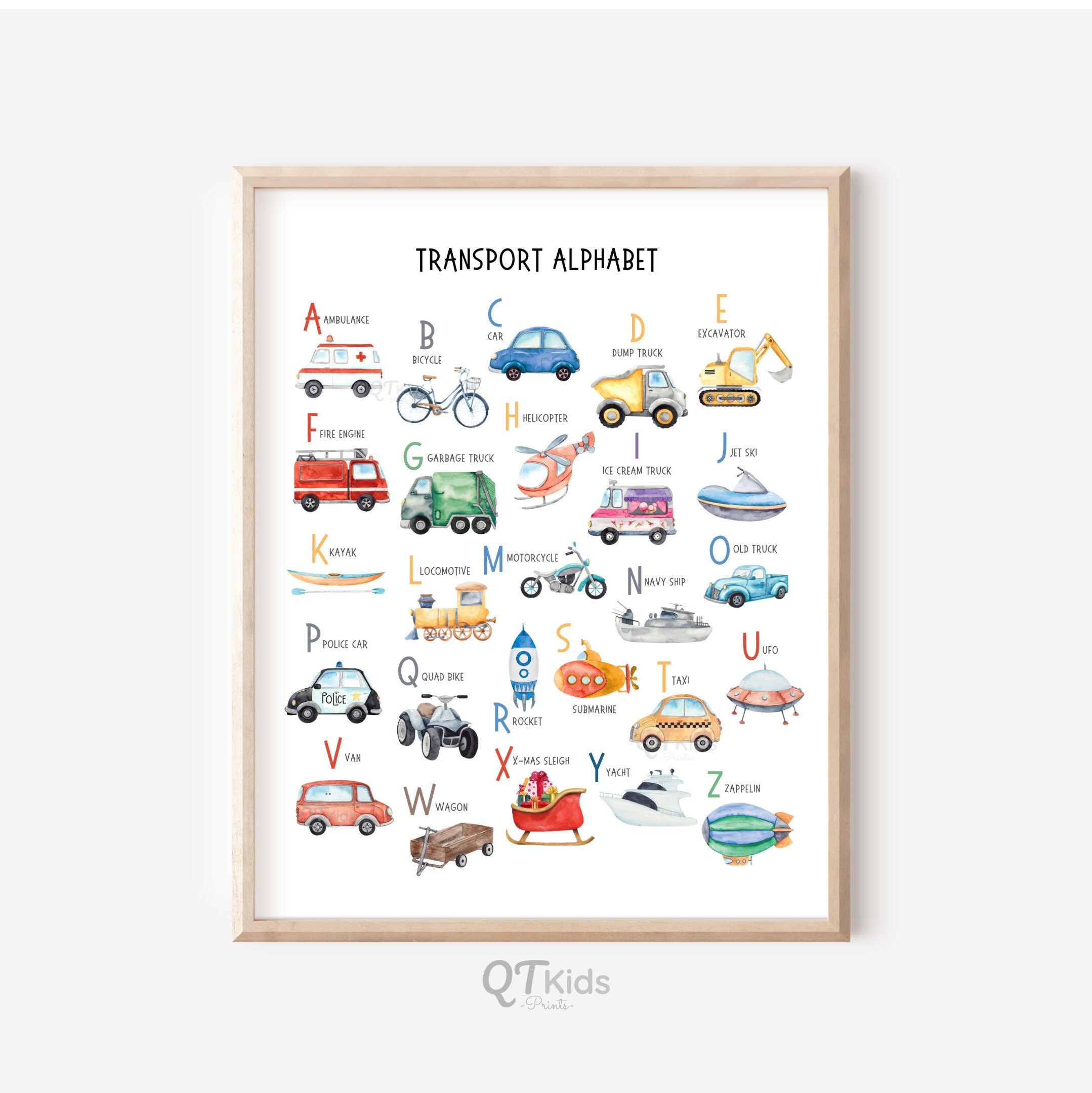 Transport Alphabet Numbers Prints Set of 2 Vehicles ABC - Etsy Canada
