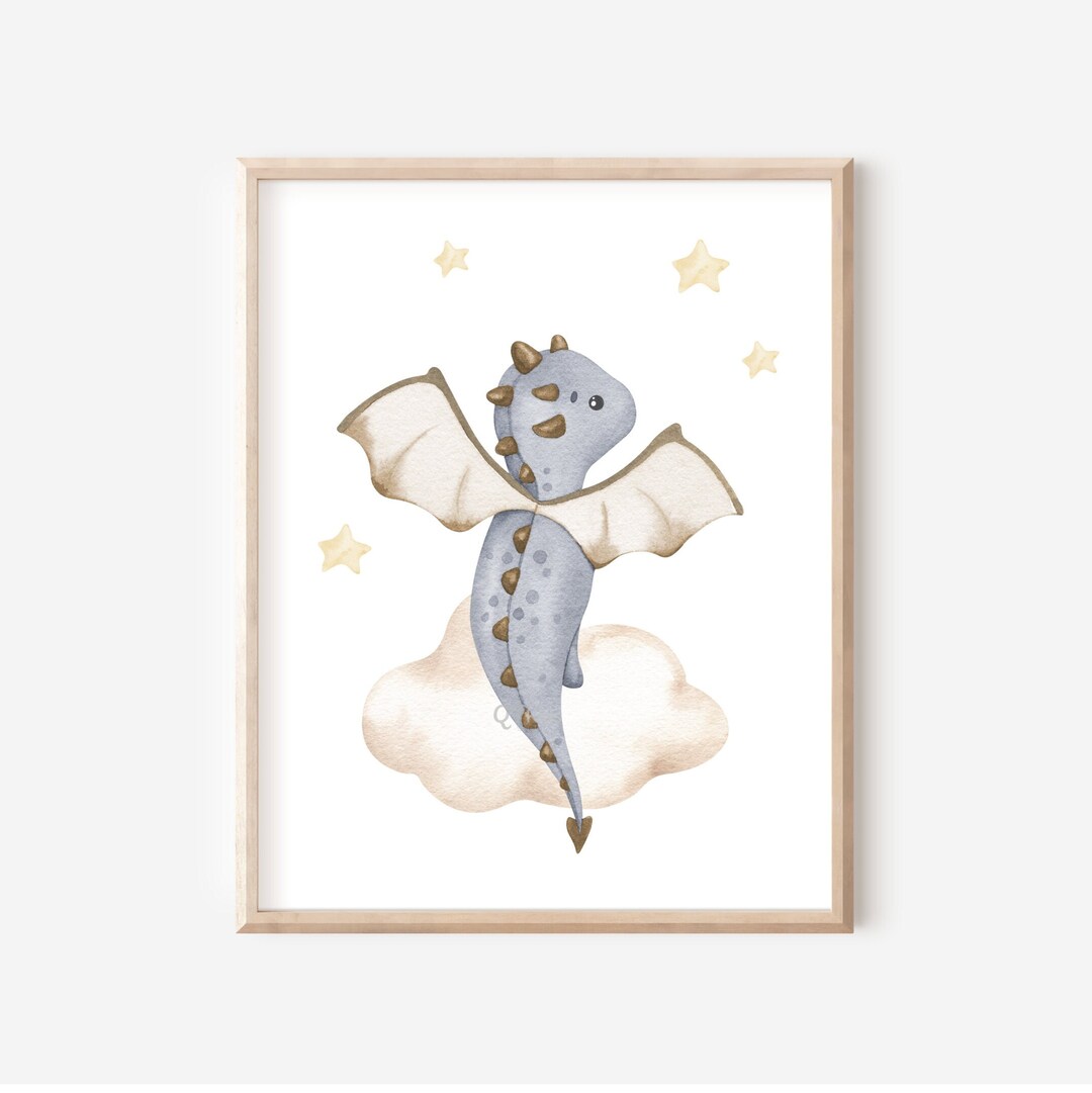 Dragon Nursery Print, Boy Room Printable Wall Art, Kids Playroom Dragon ...