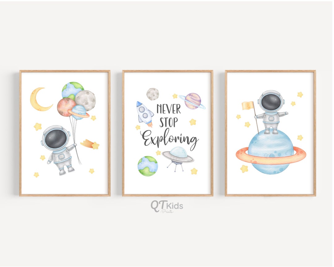 Space Nursery Prints, Space Themed Kids Room Decor, Planets Astronauts ...