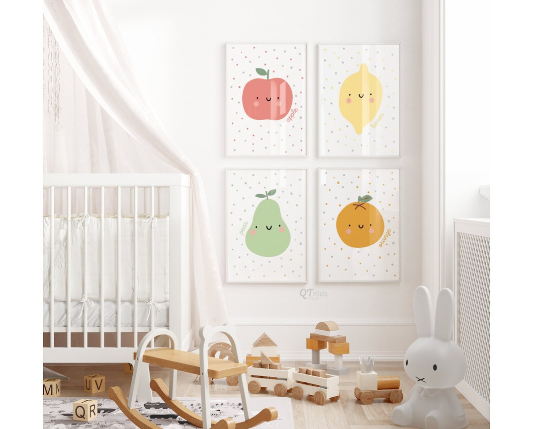 Fruit Nursery Wall Art, Cute Fruit Art Prints, Kids Playroom Wall Decor ...