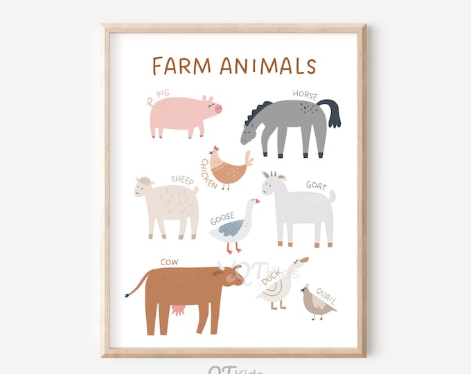 Farm Nursery Prints, Farm Animal Printable Wall Art, Kids Room Farm ...