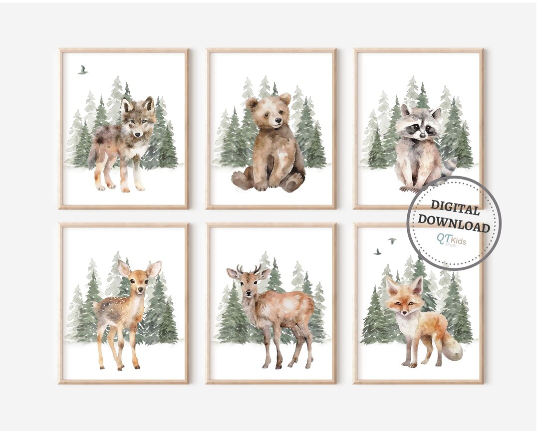 Woodland Animal Prints, Forest Nursery Decor, Boy Nursery Printable ...