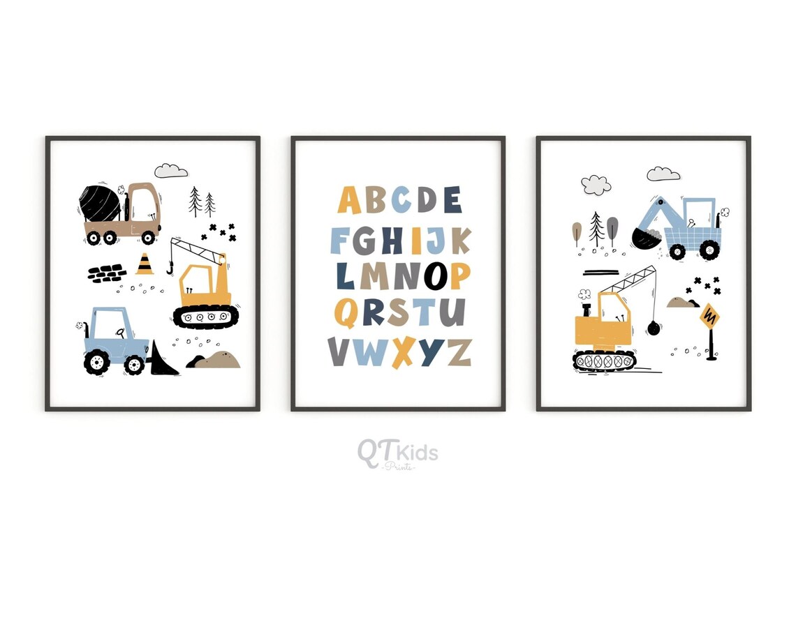 Construction ABC Posters Boy Nursery Alphabet Prints | Etsy