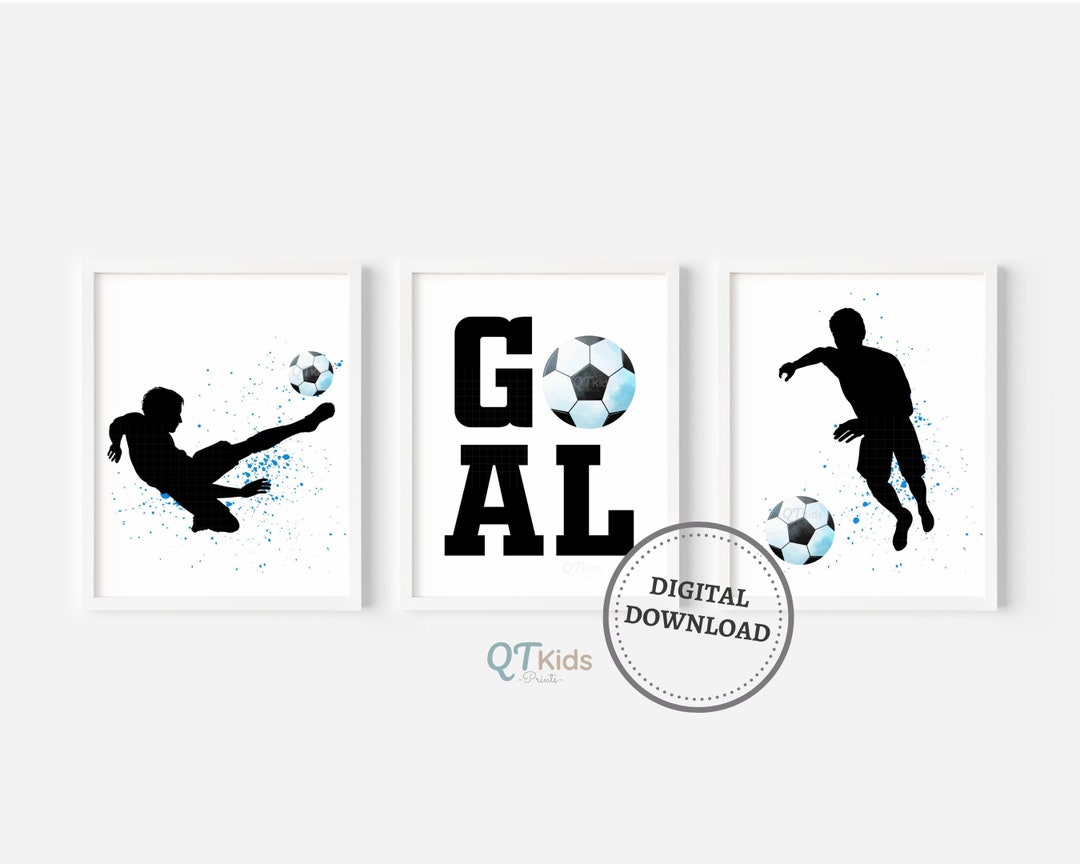 Soccer Goal Printable Wall Art, Boy Playroom Sports Print Set of 3 ...