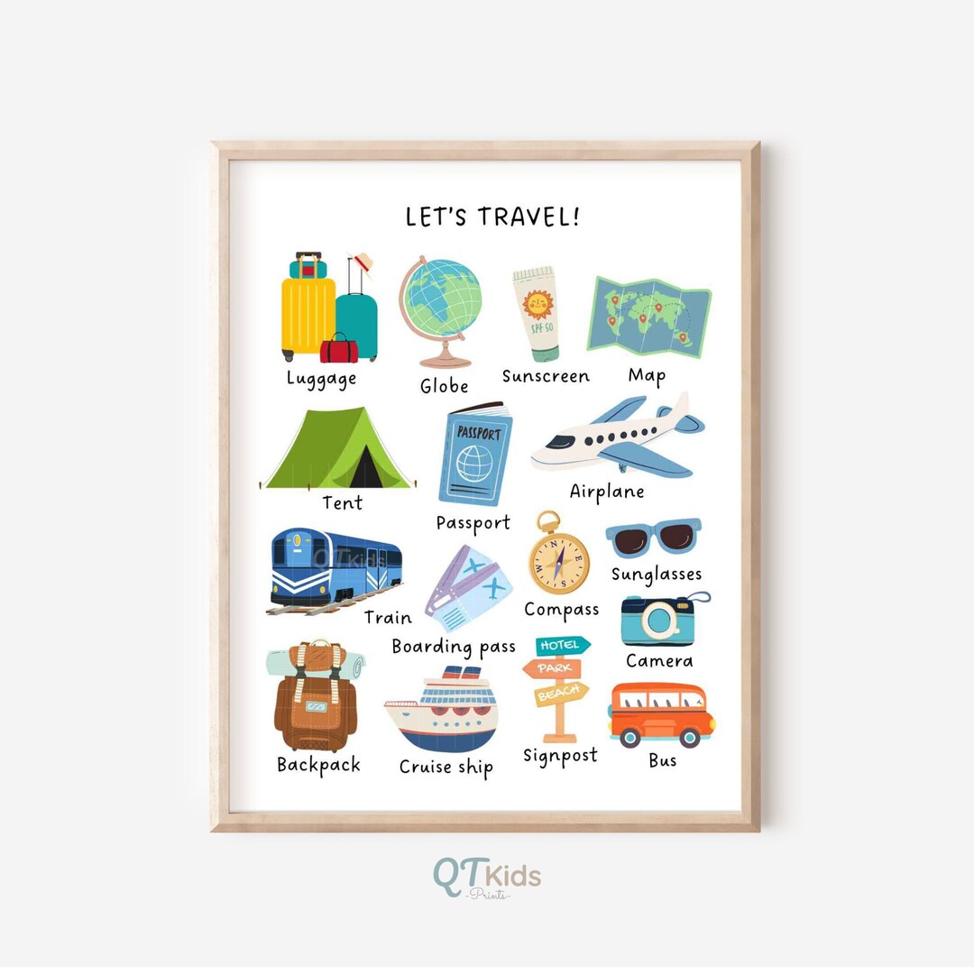 Travel Words Vocabulary Educational Print,montessori Classroom Wall ...