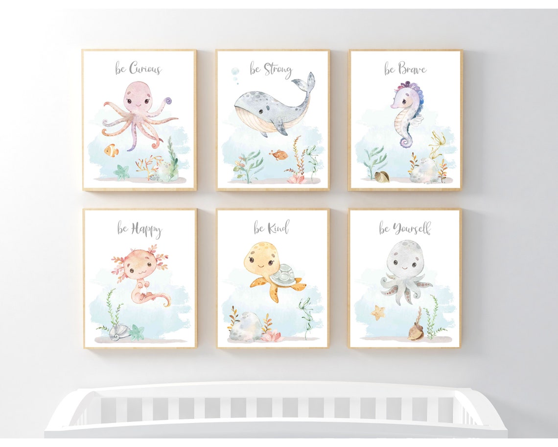 Sea Animal Nursery Prints, Ocean Animal Printable Wall Art, Ocean ...