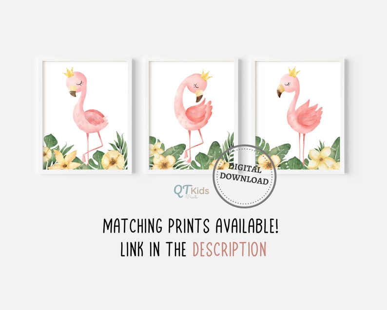 Flamingo Nursery Print, Girl Room Printable Wall Art, Bright Pink ...