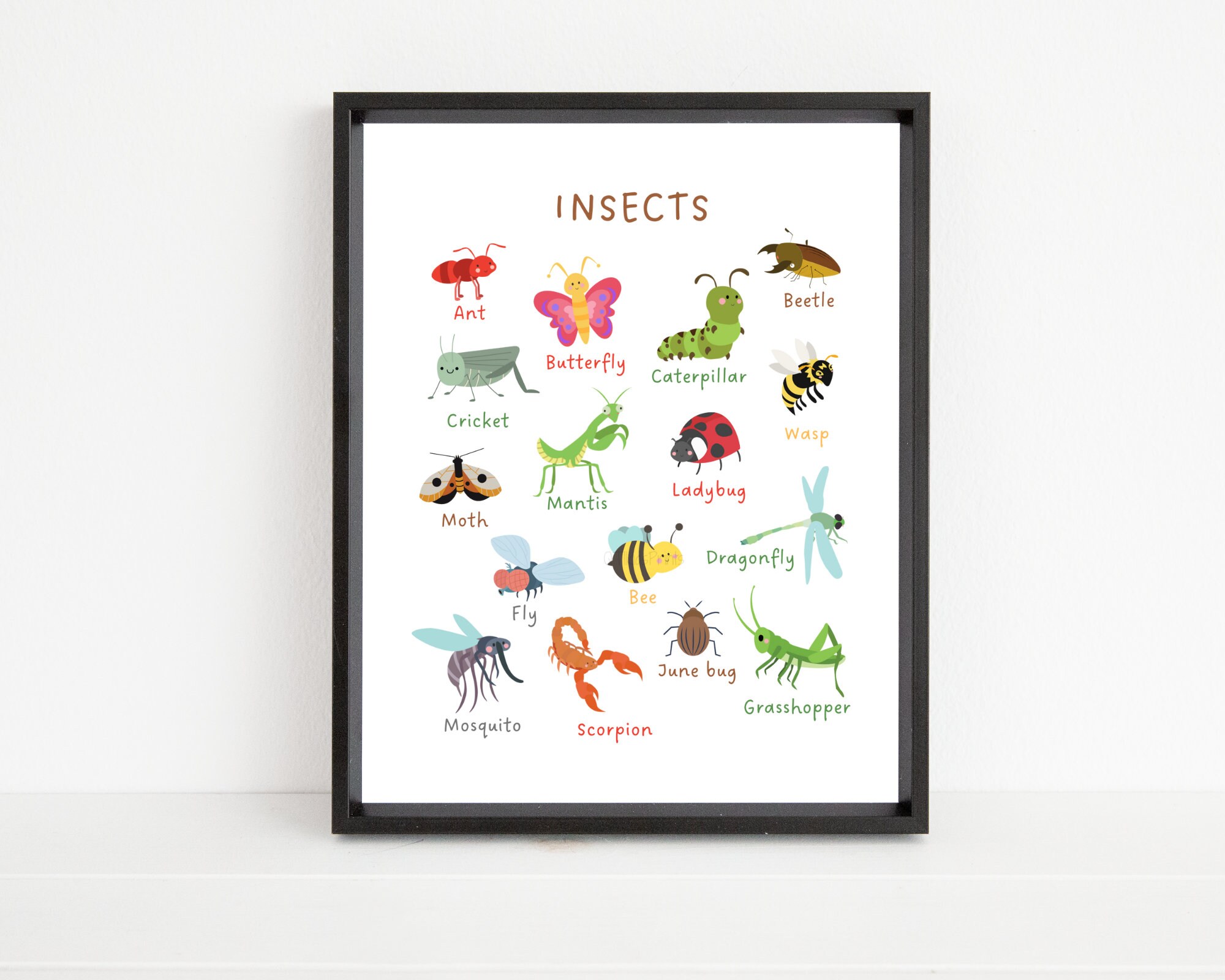 Insects Print, Kids Educational Poster, Classroom Poster, Home School ...