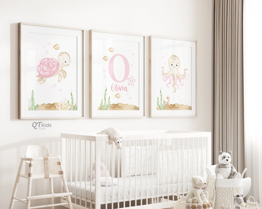 Personalized Under the Sea Nursery Prints, Custom Baby Name Ocean Sea ...