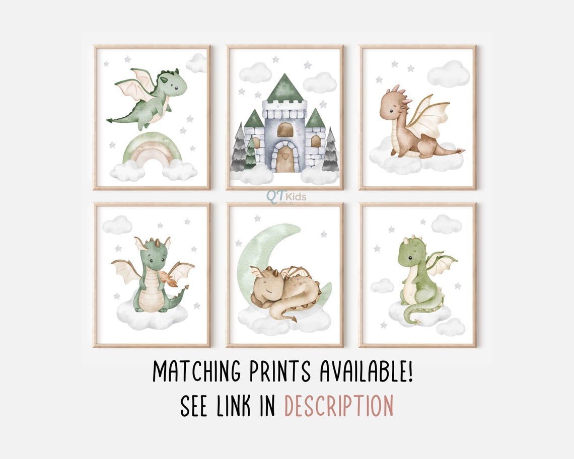 Dragons Nursery Prints, Boy Room Wall Art, Fairytale Playroom Decor ...
