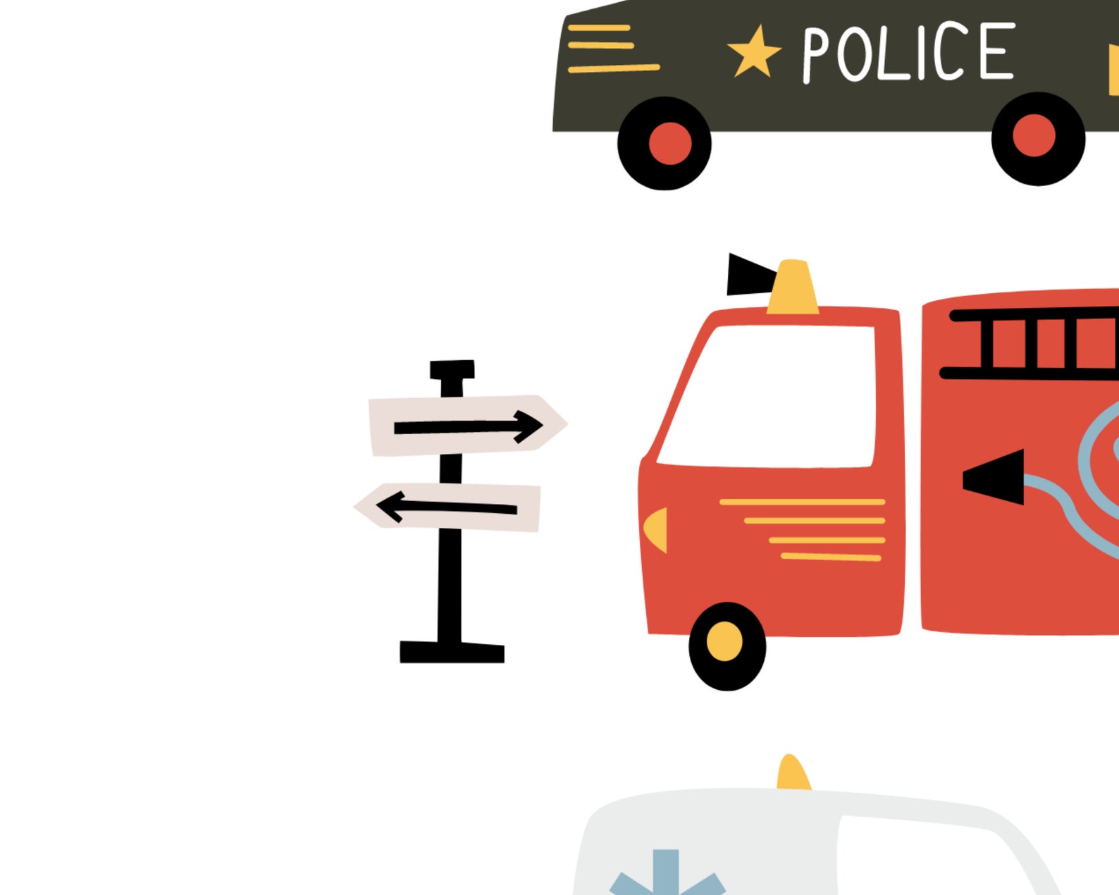 Emergency Vehicles Print Boy Room Printable Wall Art Trucks - Etsy