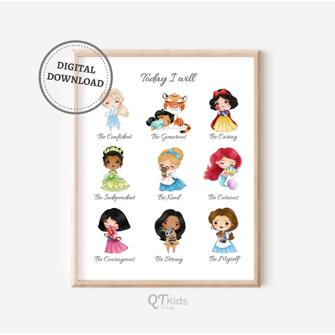 Kids Affirmation Wall Art, Princess Printable Wall Art, Girl Nursery ...