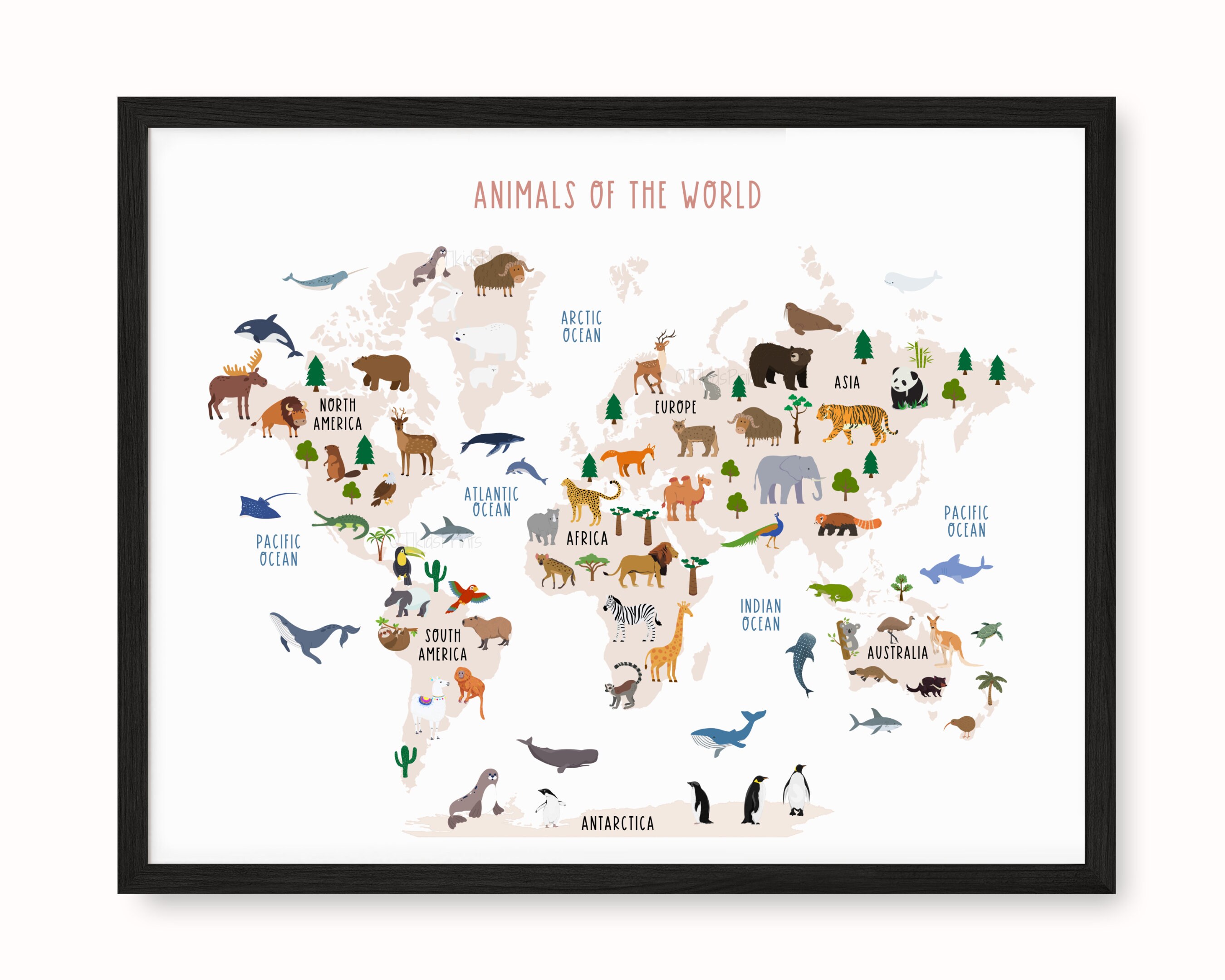 Animal World Map Printable Kids Learning Poster Classroom - Etsy Australia