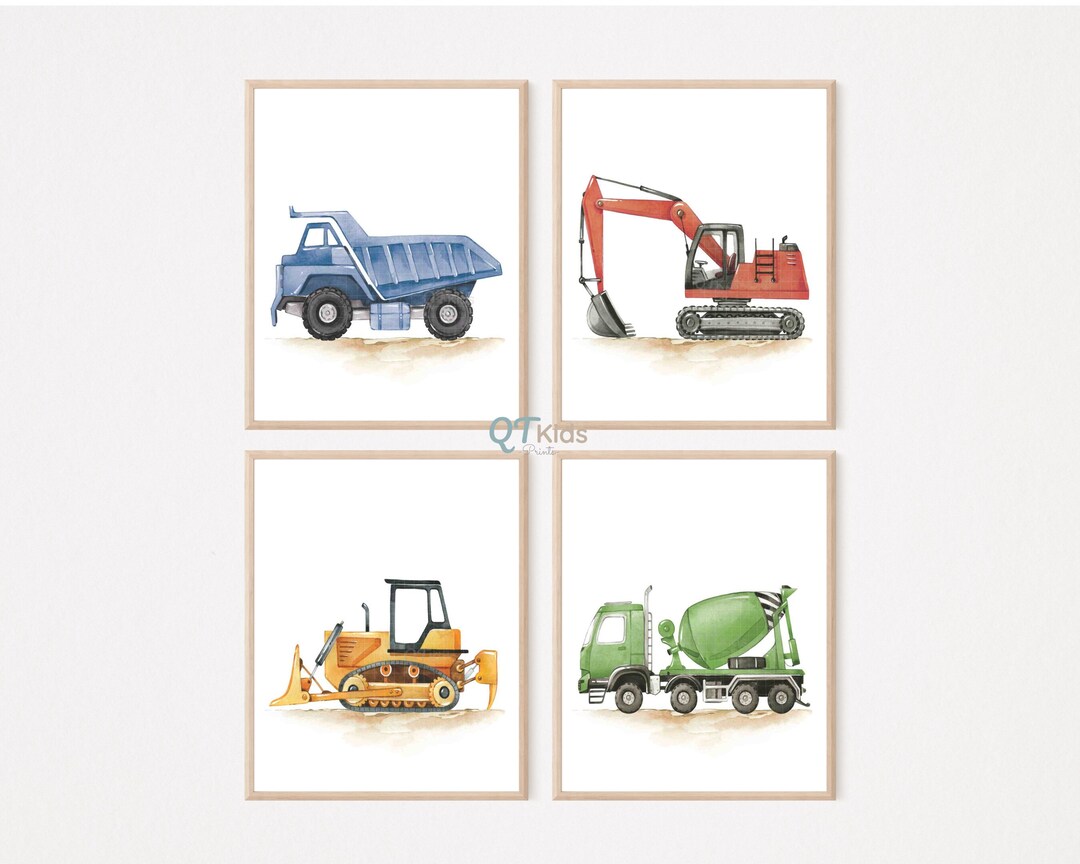 Construction Truck Nursery Prints, Transport Vehicles Wall Art ...