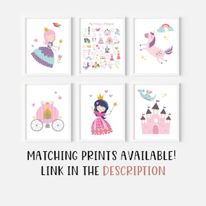 Princess ABC Prints, Girl Nursery Print, Playroom Princess Decor ...