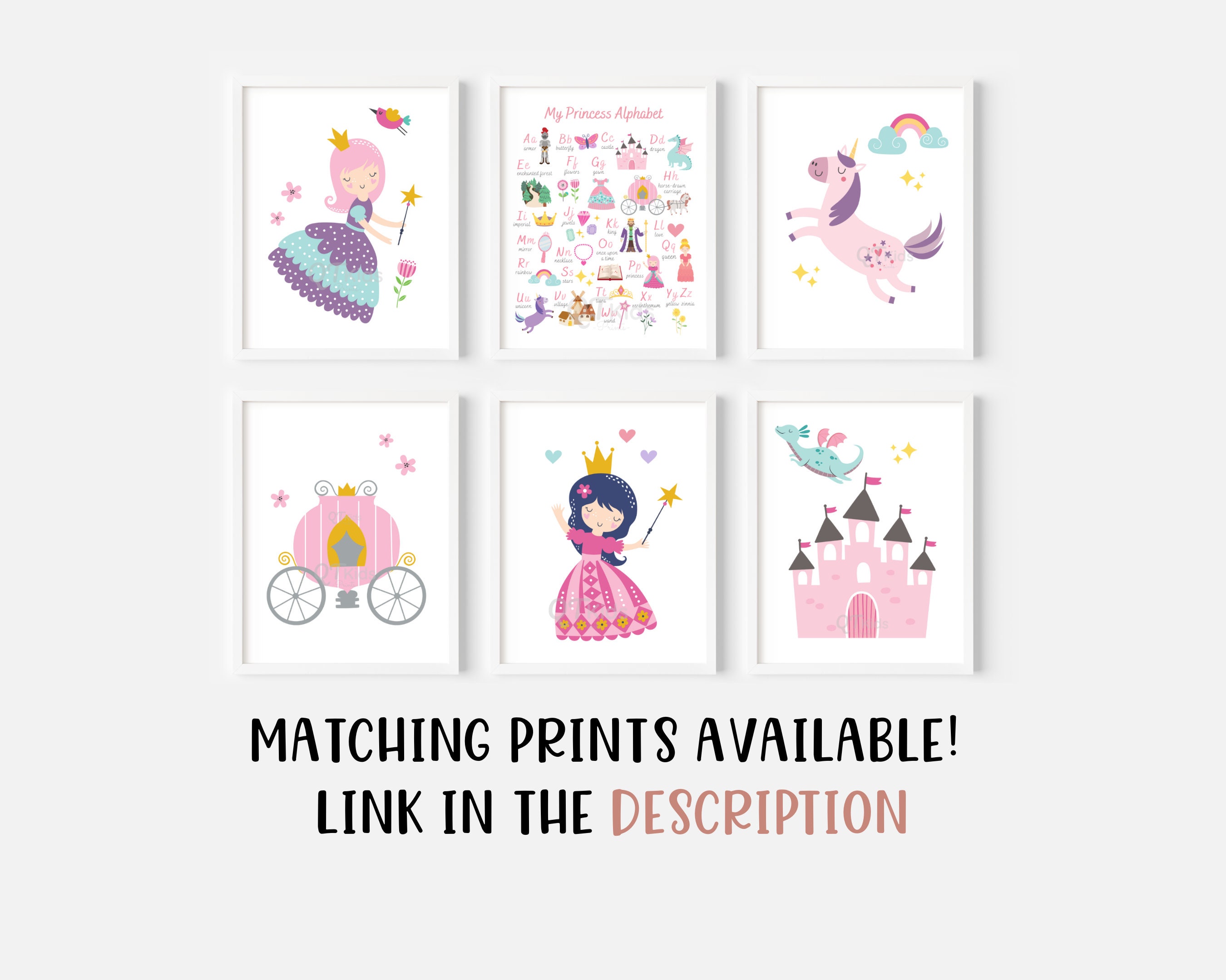 Princess ABC Prints, Girl Nursery Print, Playroom Princess Decor ...