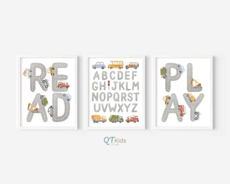 Transport ABC Prints, Trucks Cars Vehicles Printable Wall Art, Boy ...
