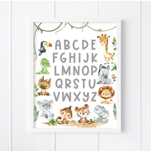 Safari Animal Alphabet Print, Safari Printable Wall Art, Gender Neutral ...