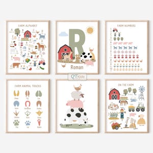Farm Animal Nursery Prints, Personalized Toddler Kids Room Wall Art ...