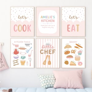 Kitchen Playroom Prints, Personalized Name, Little Chef, Pretend Play ...
