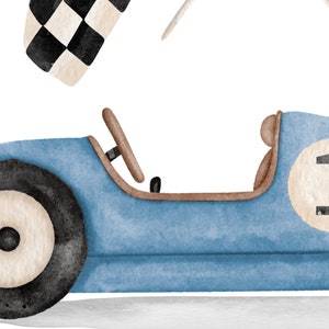 Race Car Nursery Prints, Boy Playroom Printable Wall Art, Blue Race Car ...