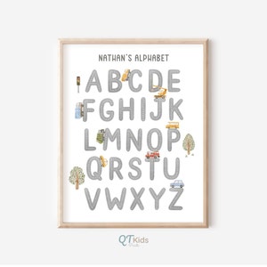 Personalized Transport Nursery Prints, Custom Name Printable Wall Art ...