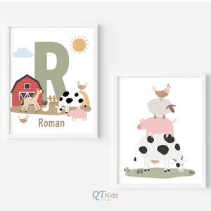 Farm Animal Nursery Prints, Personalized Toddler Kids Room Wall Art ...